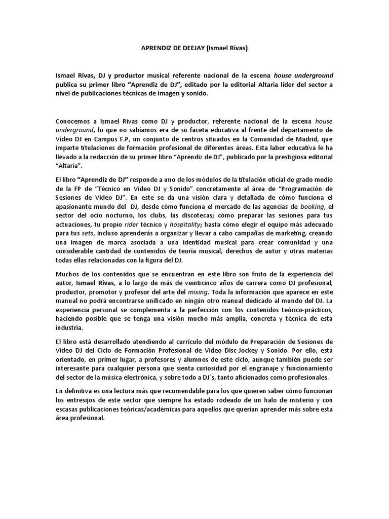 Ismael Rivas | PDF | Disc jockey