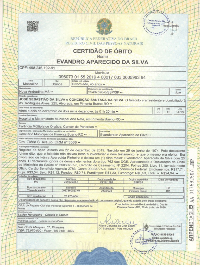 Certidão de Obito | PDF