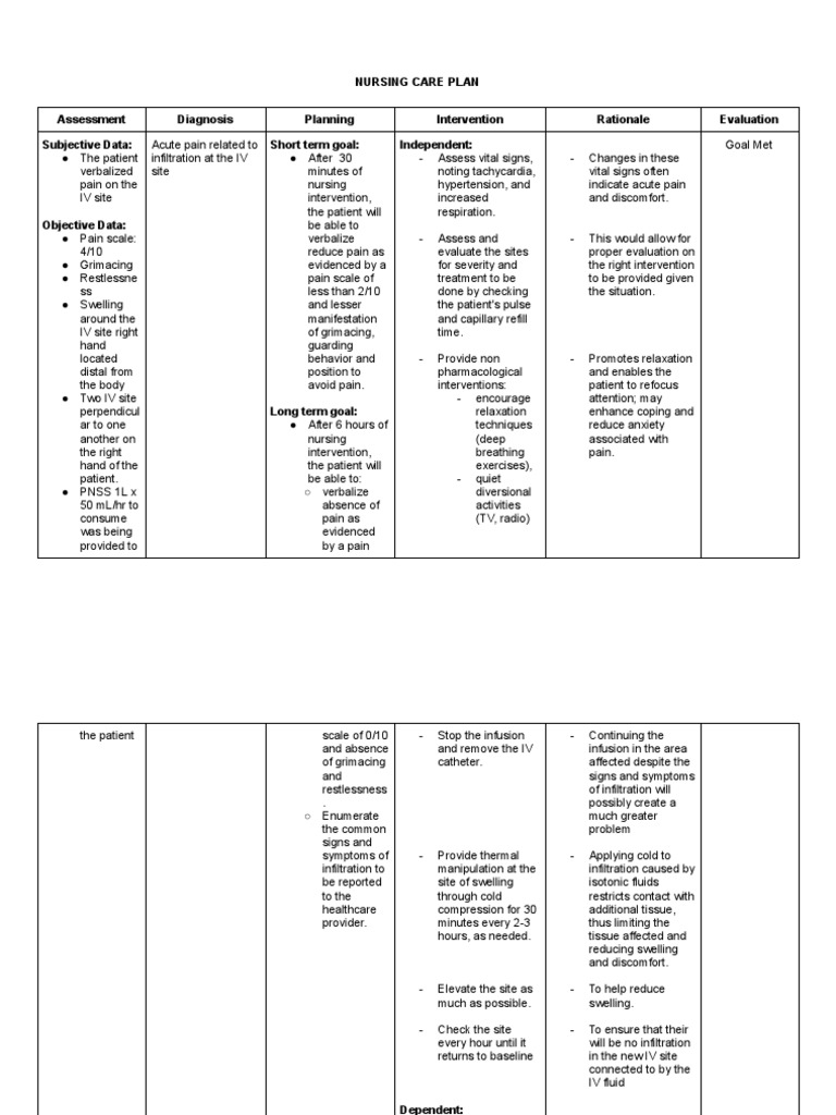 Nursing Care Plan - Acute Pain | Download Free PDF | Intravenous ...