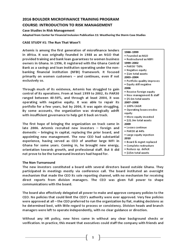 Exercise#1 Mini Case Studies | PDF | Microfinance | Banks