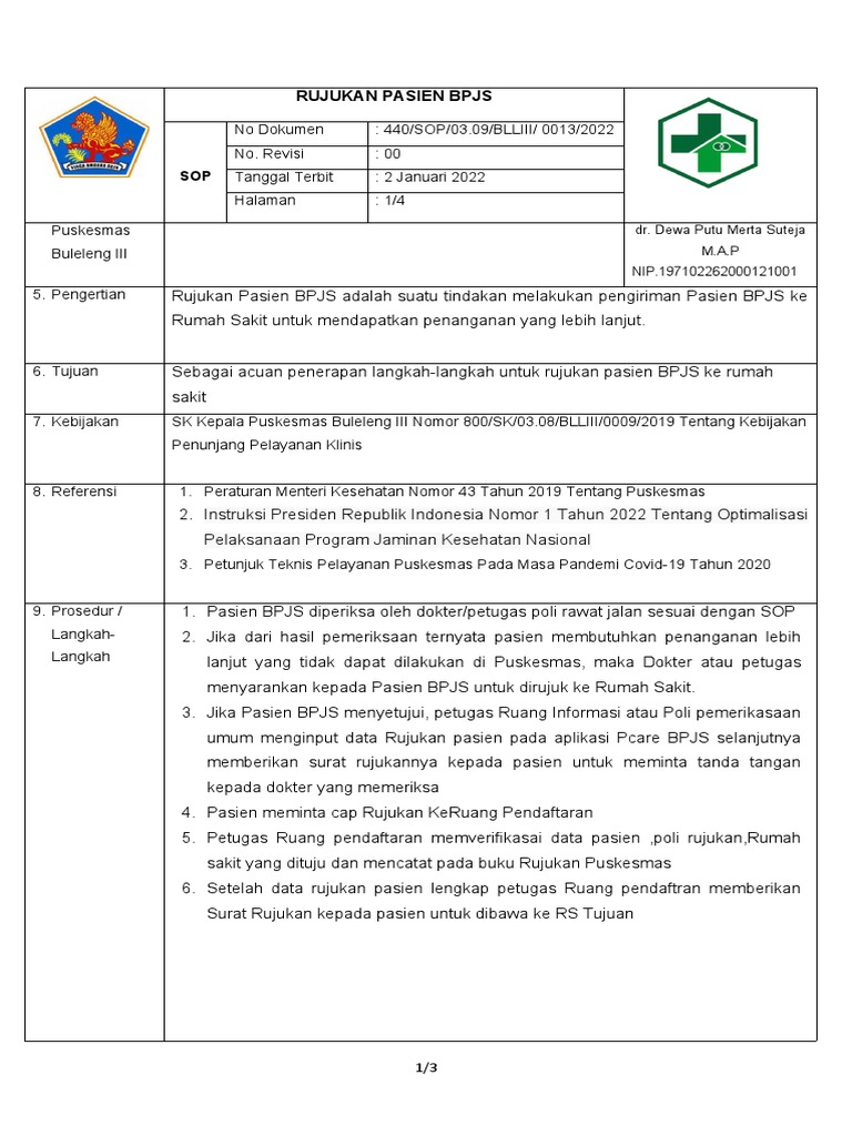 SOP Rujukan Pasien BPJS | PDF | Pengembangan Diri | Kesehatan Holistik