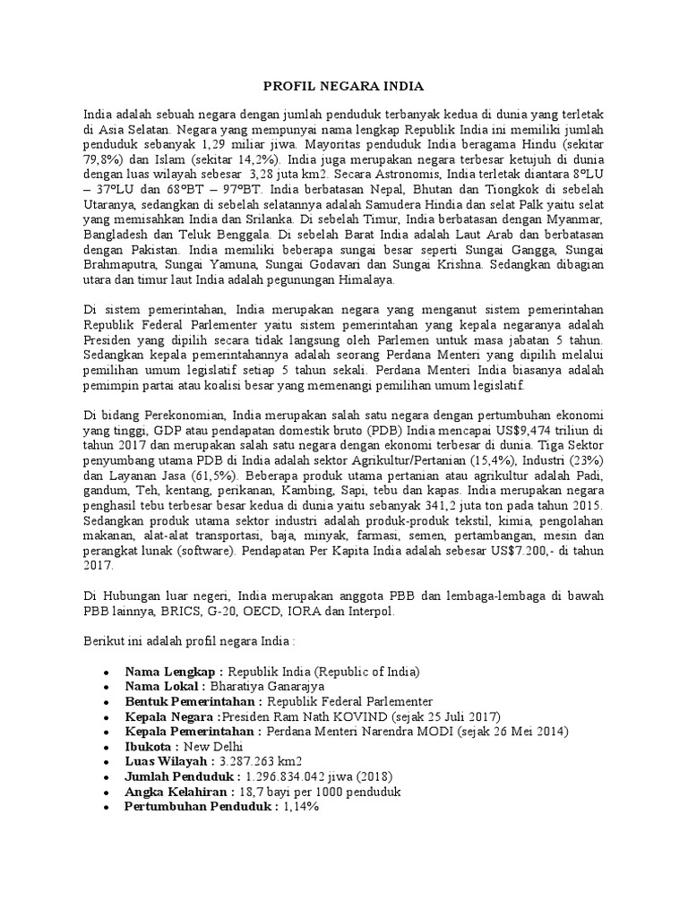 Profil Lengkap Negara India | PDF