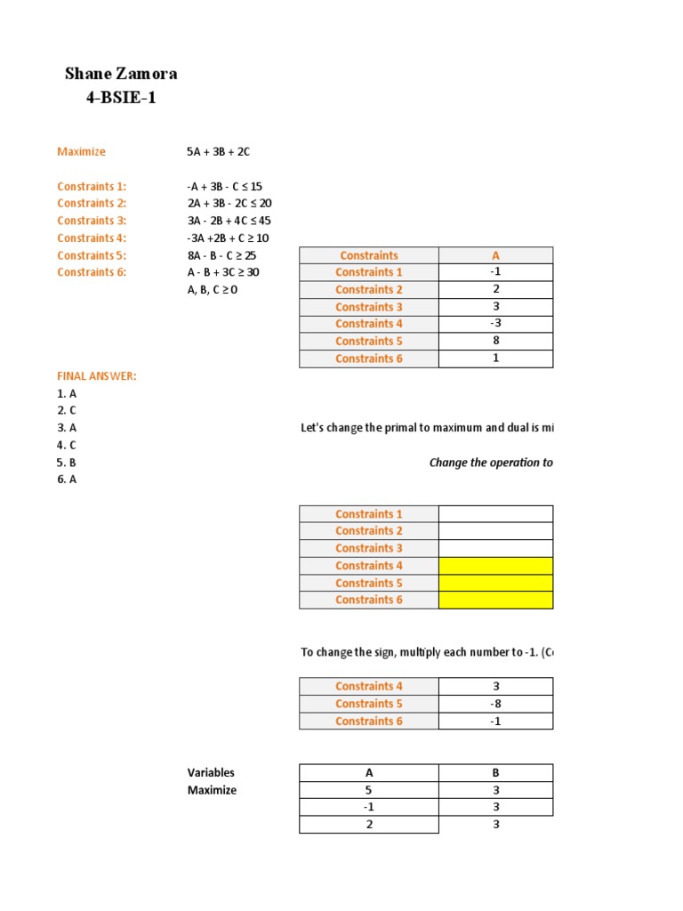 Zamora Shane ExcelLP2 | PDF | Mathematical Optimization | Systems Analysis