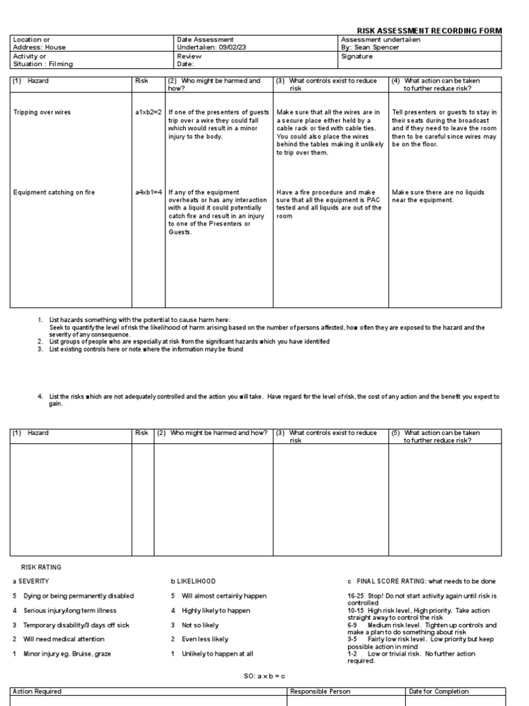 Risk Assessment Template - House | PDF | Risk | Hazards