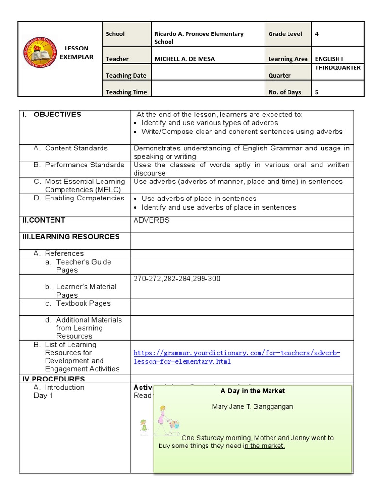 Eng4 Q3 Melc15 | Download Free PDF | Adverb | Linguistics Eng4 Q3 Melc15 | Download Free PDF | Adverb | Linguistics