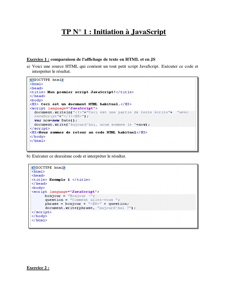 Web2 TP 1 | PDF | JavaScript | Informatique