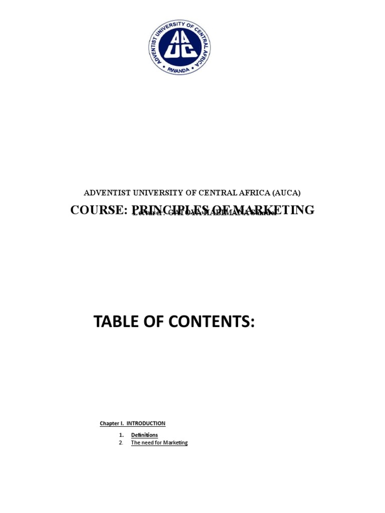 Principles of Marketing Course Syllabus 2020-2021 | PDF | Marketing | Sales