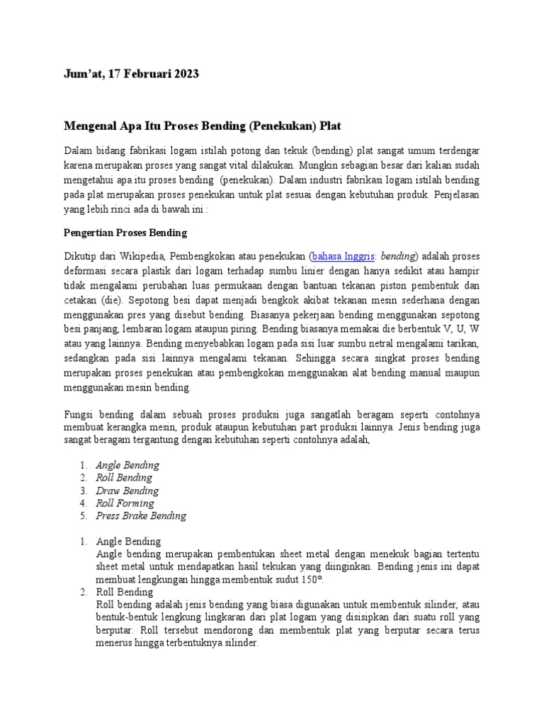 Mengenal Apa Itu Proses Bending | PDF