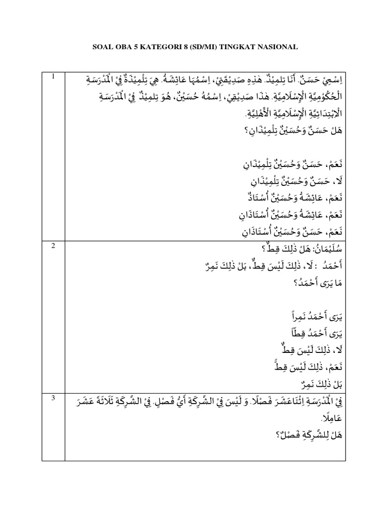 Soal Kategori 8 OBA 5 Nasional | PDF