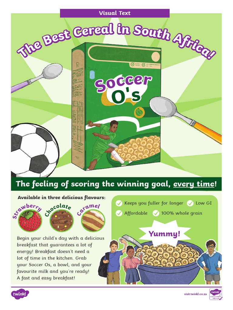 Soccer O's Cereal Advertisement | PDF | Foods | Food And Drink