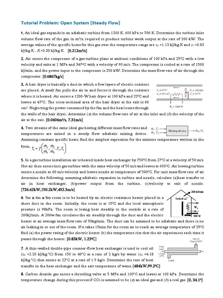 Tutorial Problem Steady Flow | PDF | Heat | Flow Measurement
