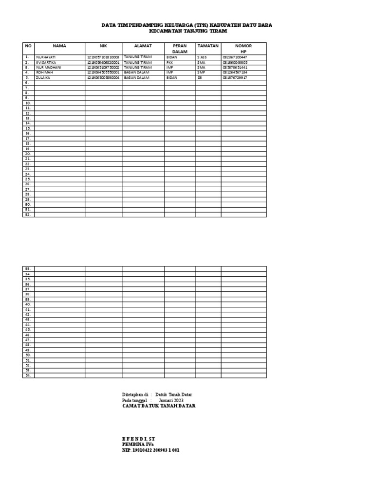 Data Tim Pendamping Keluarga | PDF