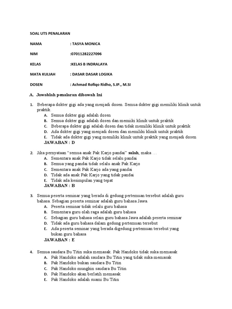UTS PENALARAN Salinan Salinan | PDF | Seni & Disiplin Bahasa | Kajian Bahasa Asing