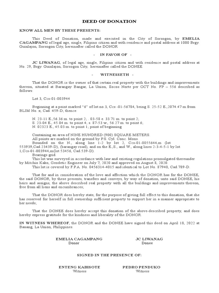 Deed of Donation - Real Property | Download Free PDF | Real Property ...