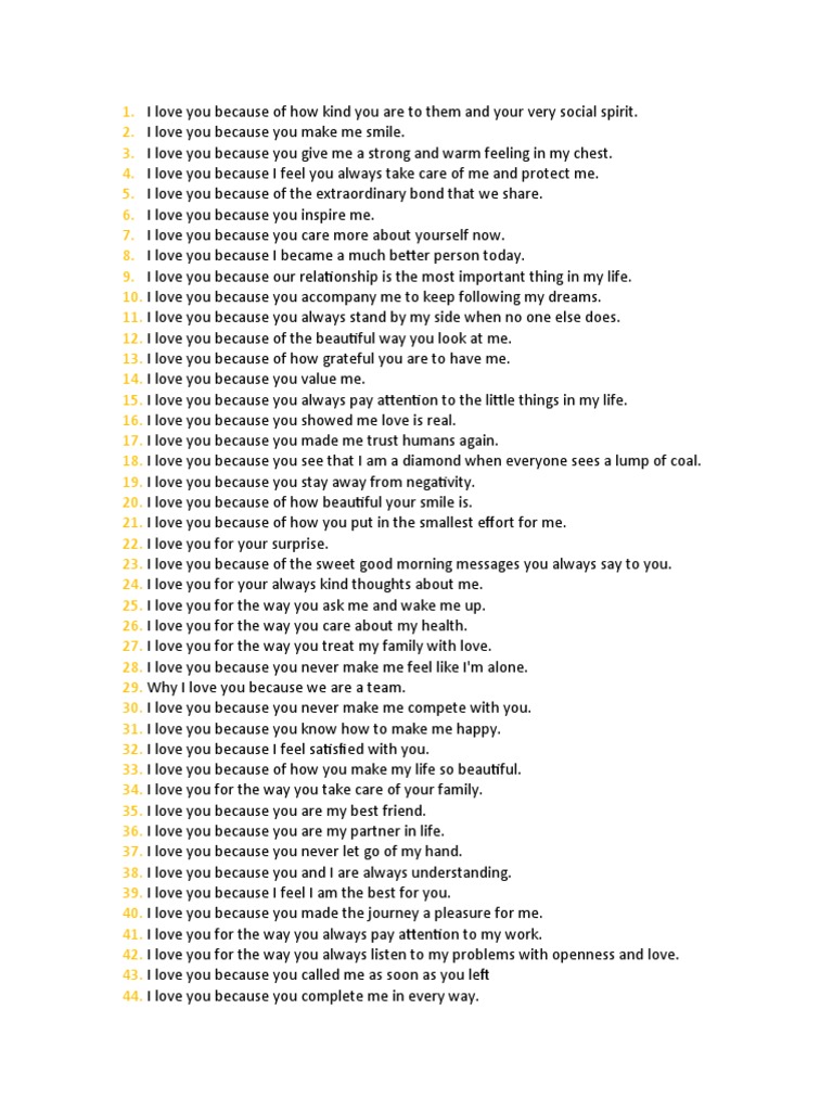 A Collection of Reasons for Loving Someone or Something | PDF