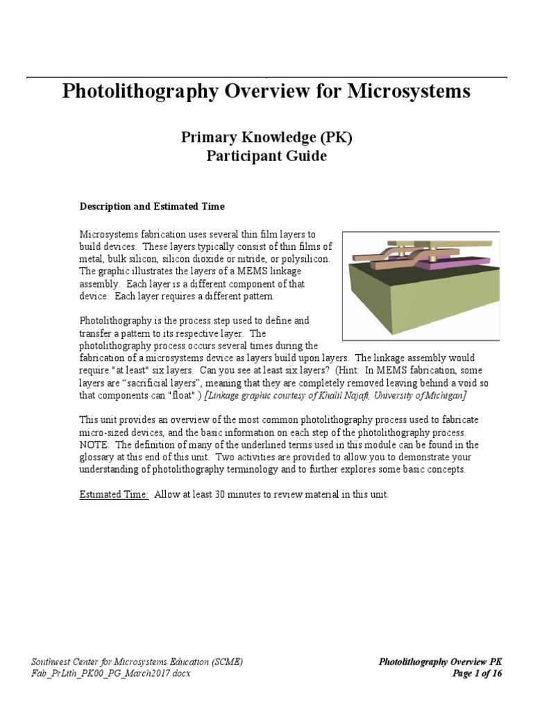 Photolithography Process Overview | PDF | Photolithography ...