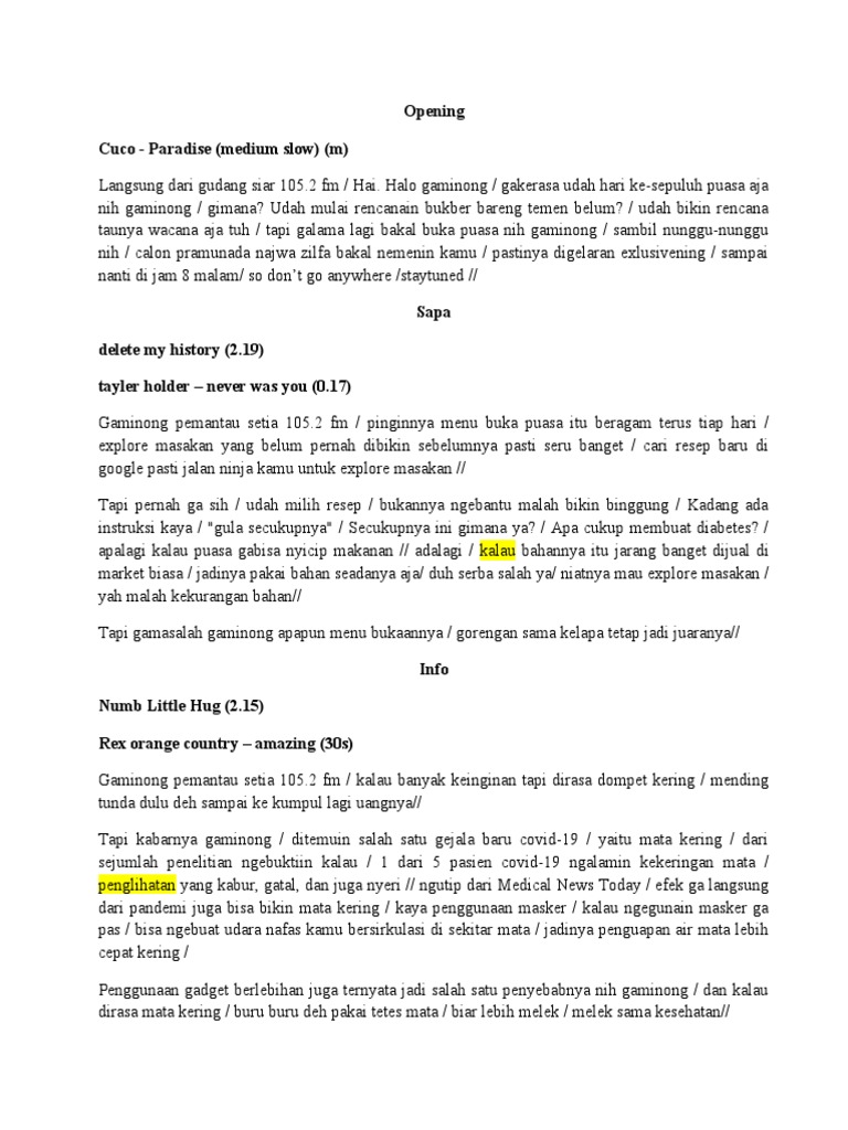 Contoh Script Siaran | PDF