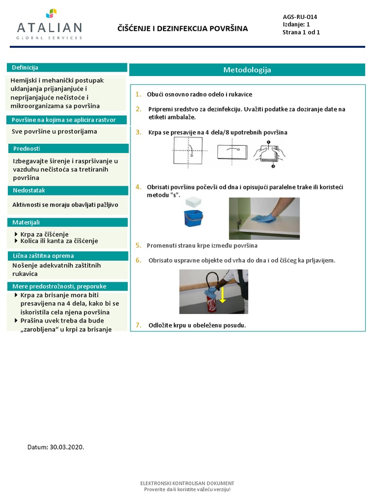 RU-014 Ciscenje I Dezinfekcija Povrsina | PDF