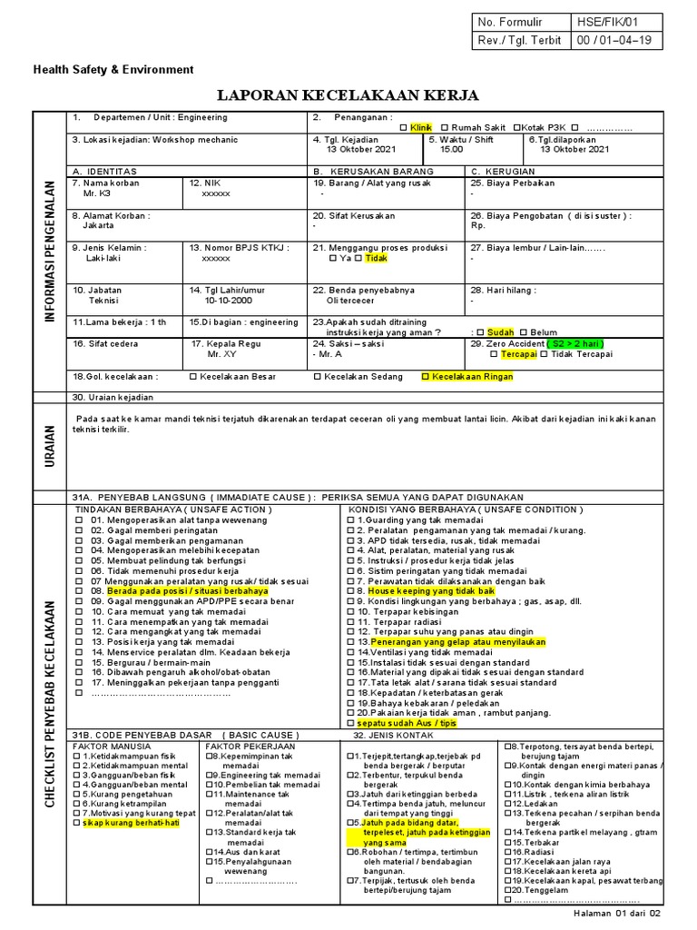 02 Laporan Kecelakaan Kerja Kel 1 | PDF
