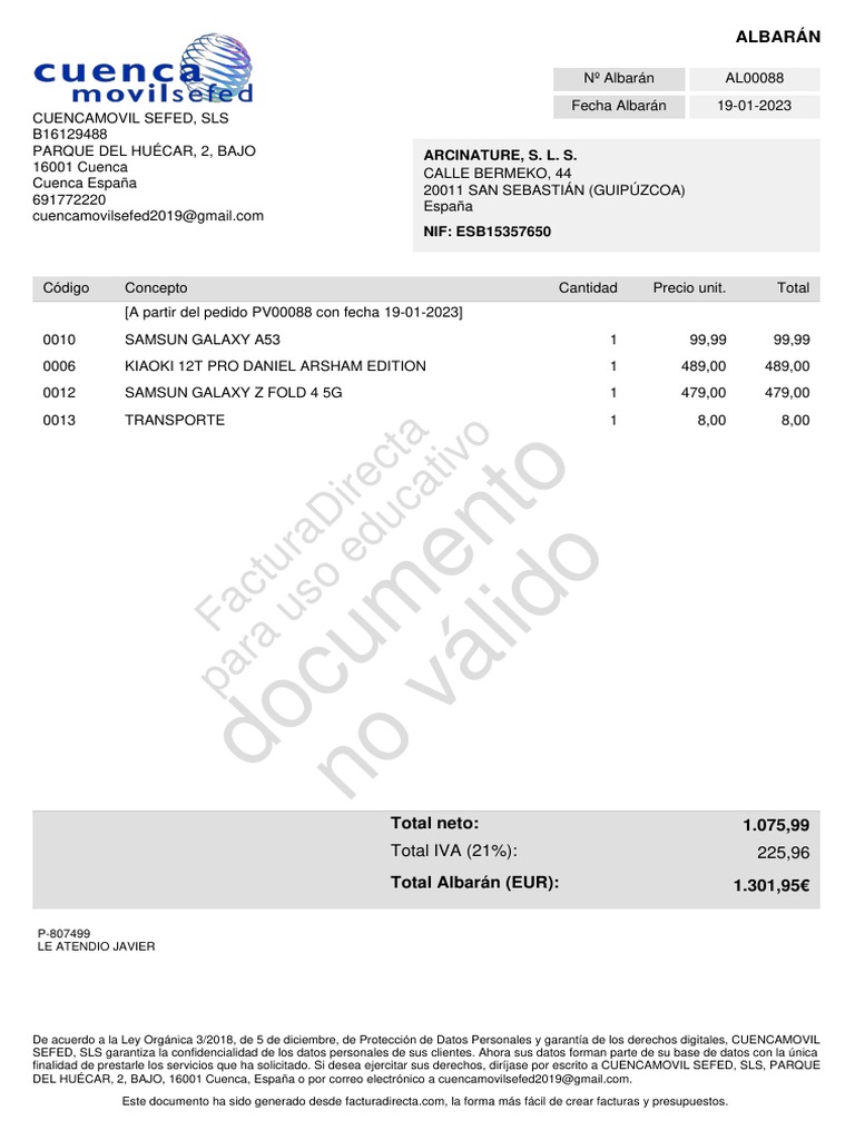 Albaran 20230119 Al00088 | PDF | Tecnologías de la información