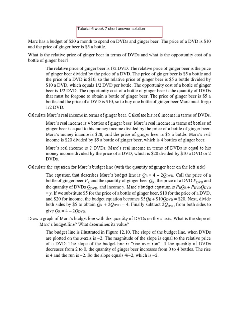 Tutorial 6 Week 7 Short Answer Solution Pdf Slope Income