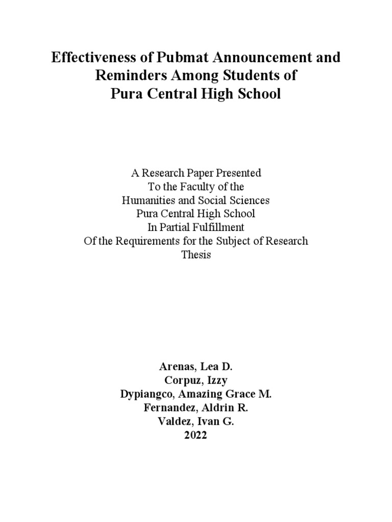 Pubmat Announcements in PCHS | PDF
