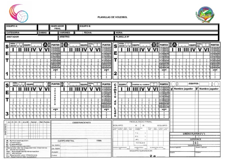 Planillas de Voleibol | PDF