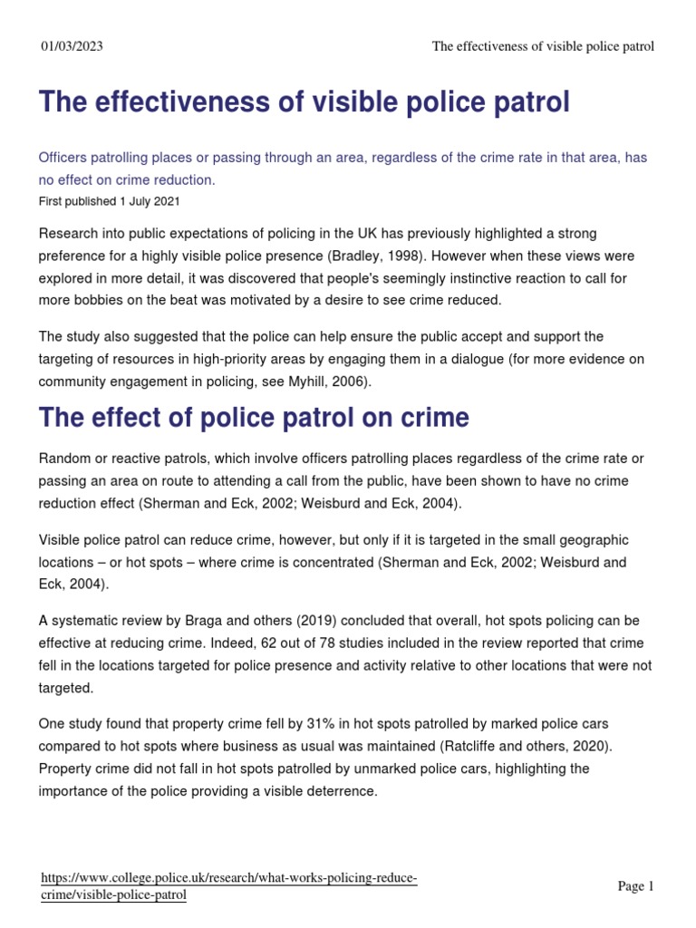 The Effectiveness of Visible Police Patrol 1677650565 | PDF | Police ...