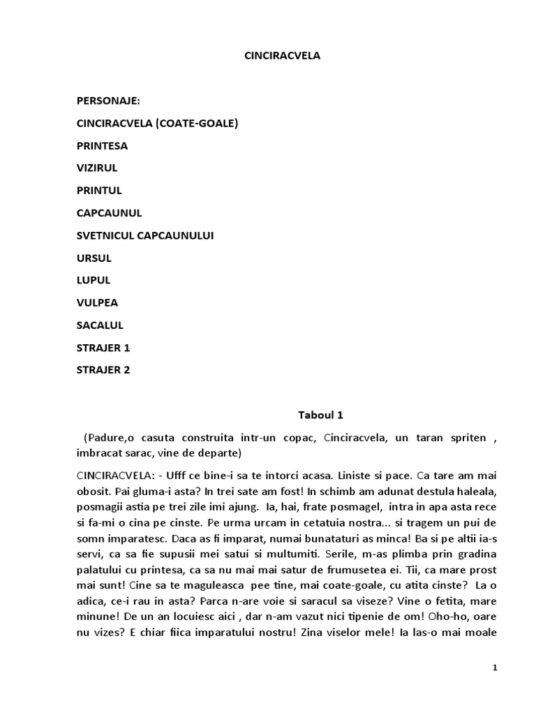 Cinciracvela. Poveste | PDF