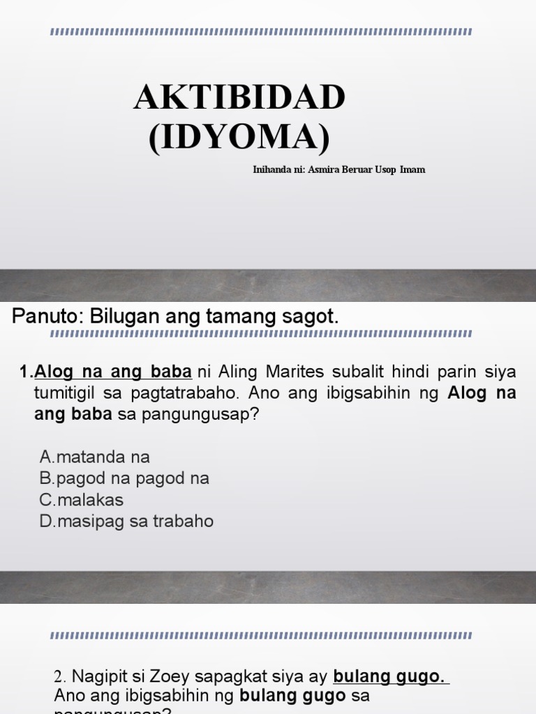 Aktibidad (Idyoma) | PDF