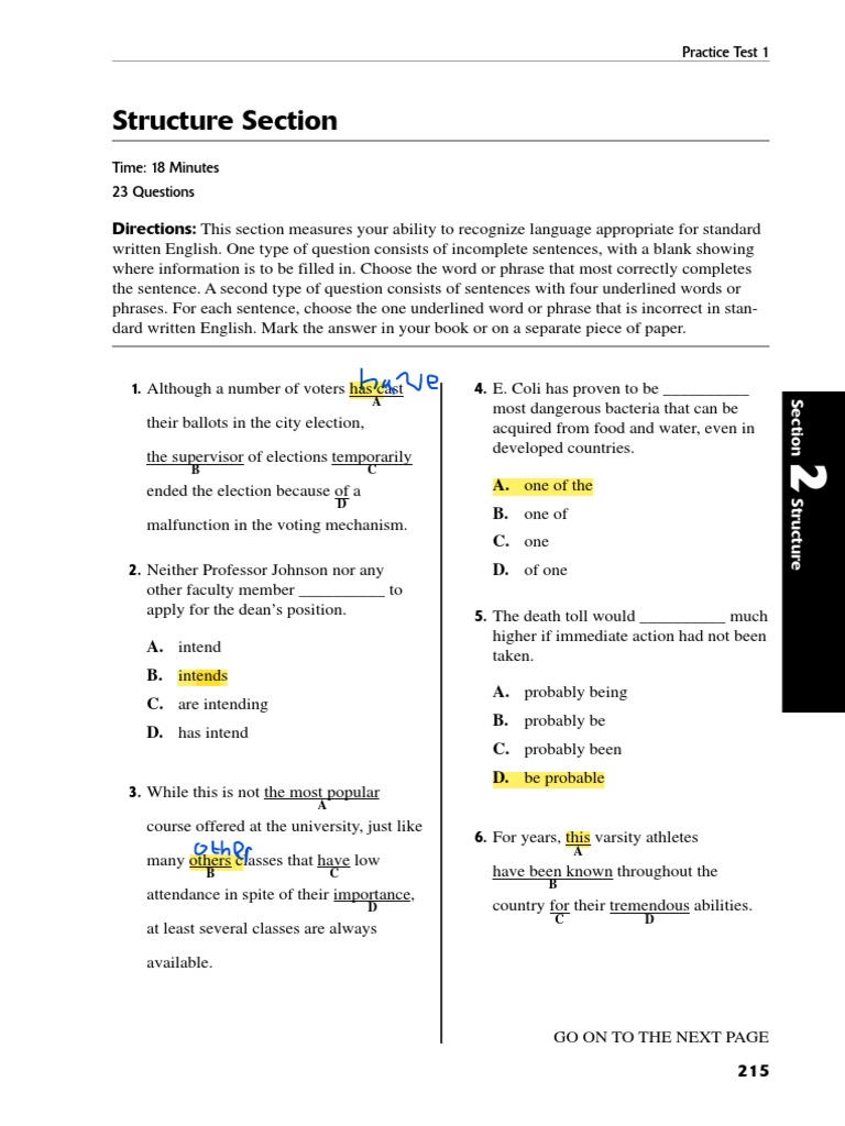 Toefl Structure 1 | PDF