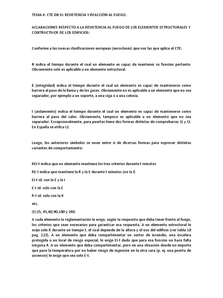 Aclaraciones Resistencia y Reaccion Al Fuego Cte DB Si | PDF