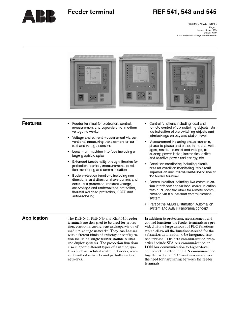Ref 541 543 and 545 Feeder Terminal | PDF | Power Supply | Relay
