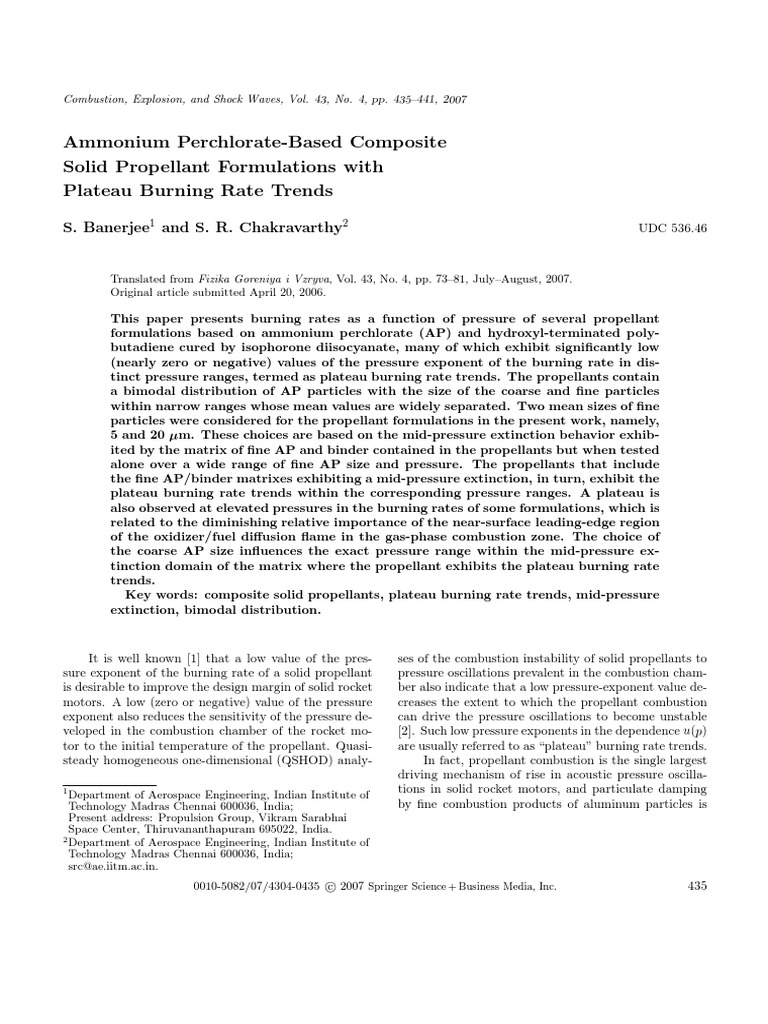 Ammonium Perchlorate-Based Composite Solid Propellant Formulations With ...