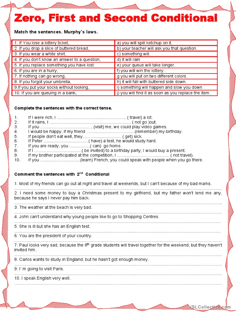 Zero, First and Second Conditional | PDF
