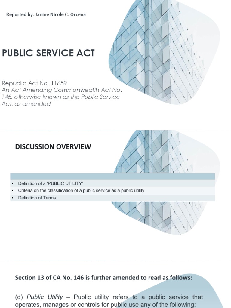 Amendments to the Public Service Act Expand the Definition of Public ...