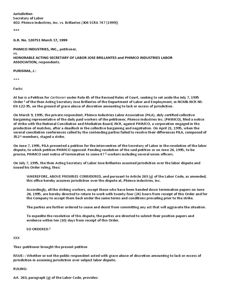 Labor Dispute Jurisdiction Case Review | PDF | Strike Action | Labour Law