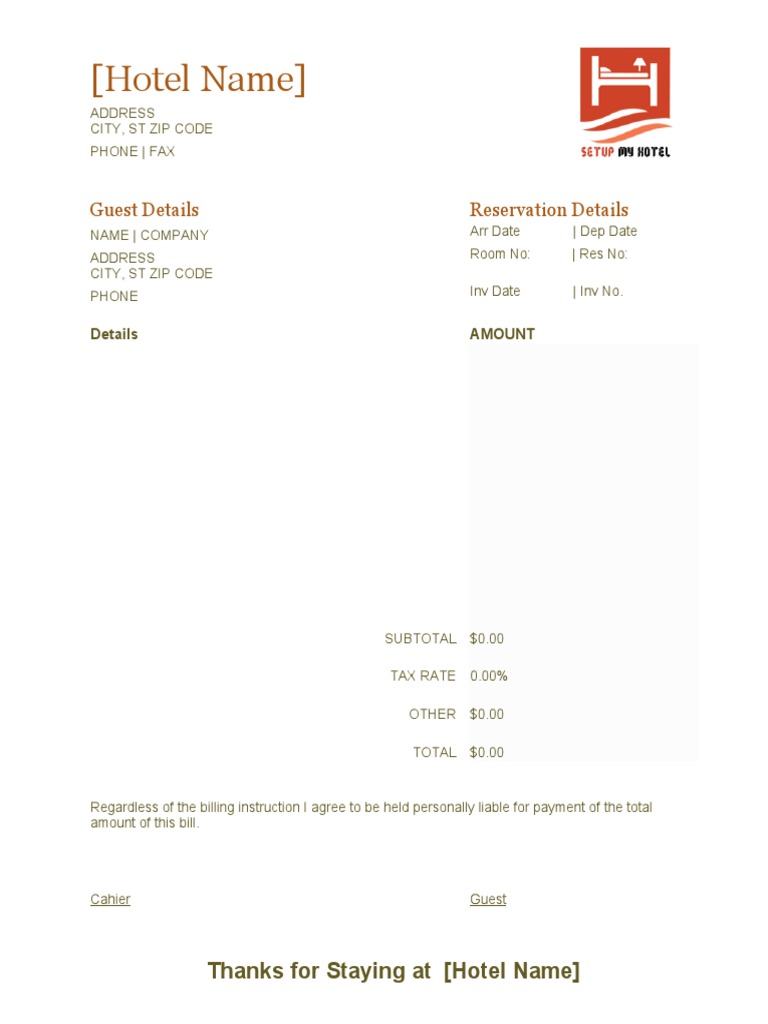 Hotel Invoice Sample 9 | PDF