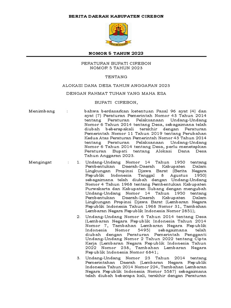 Bd Alokasi Dana Desa 2023 Pdf