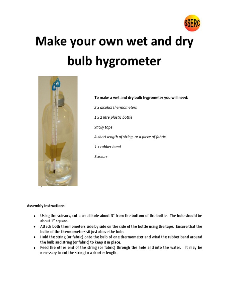 Resource 3 2 Make Your Own Wet and Dry Bulb Hygrometer PDF | PDF ...