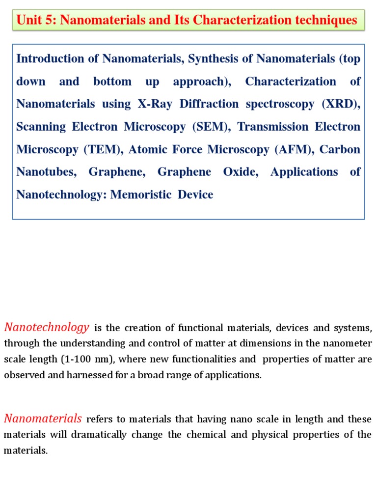 Unit 5 Nanomaterials and Its Characterization Techniques | PDF | Carbon ...