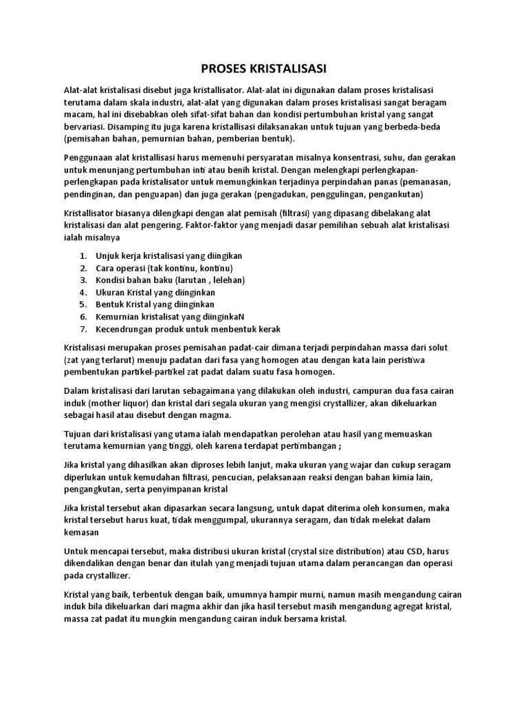 Proses Kristalisasi | PDF