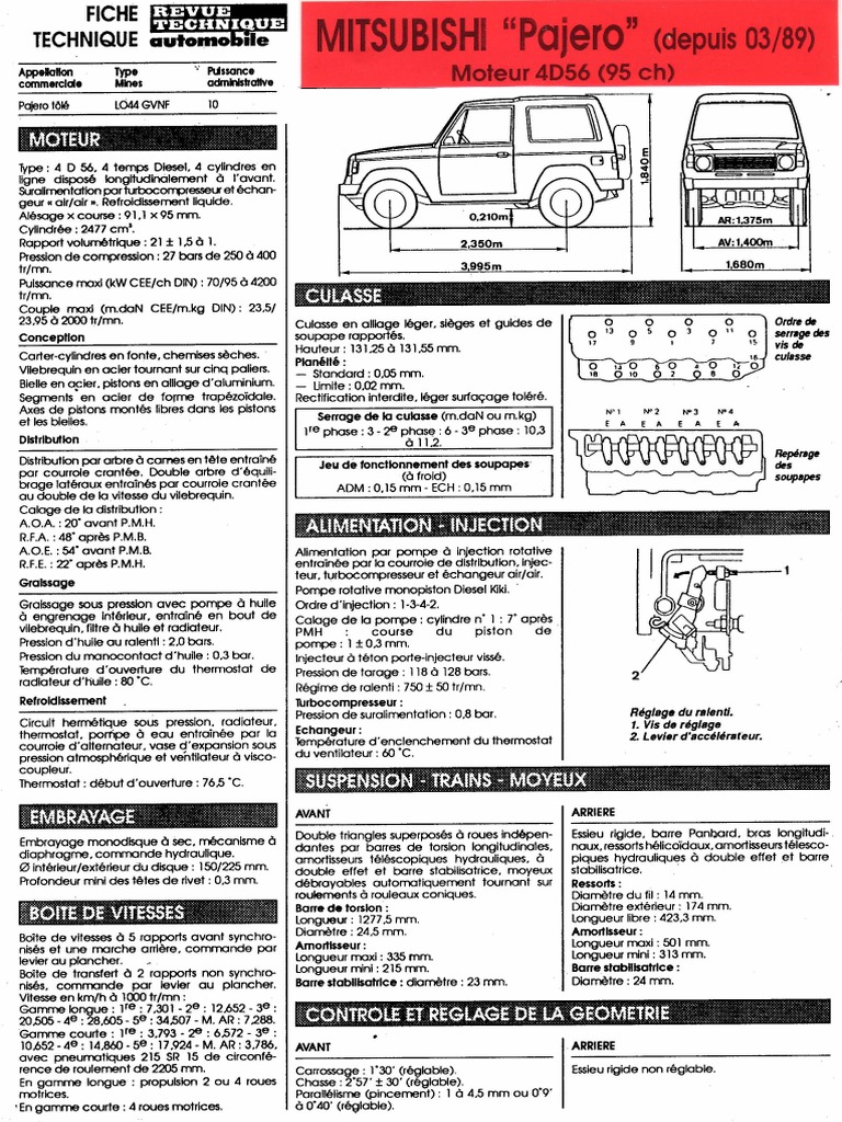 Fiche_Technique Pajero | PDF