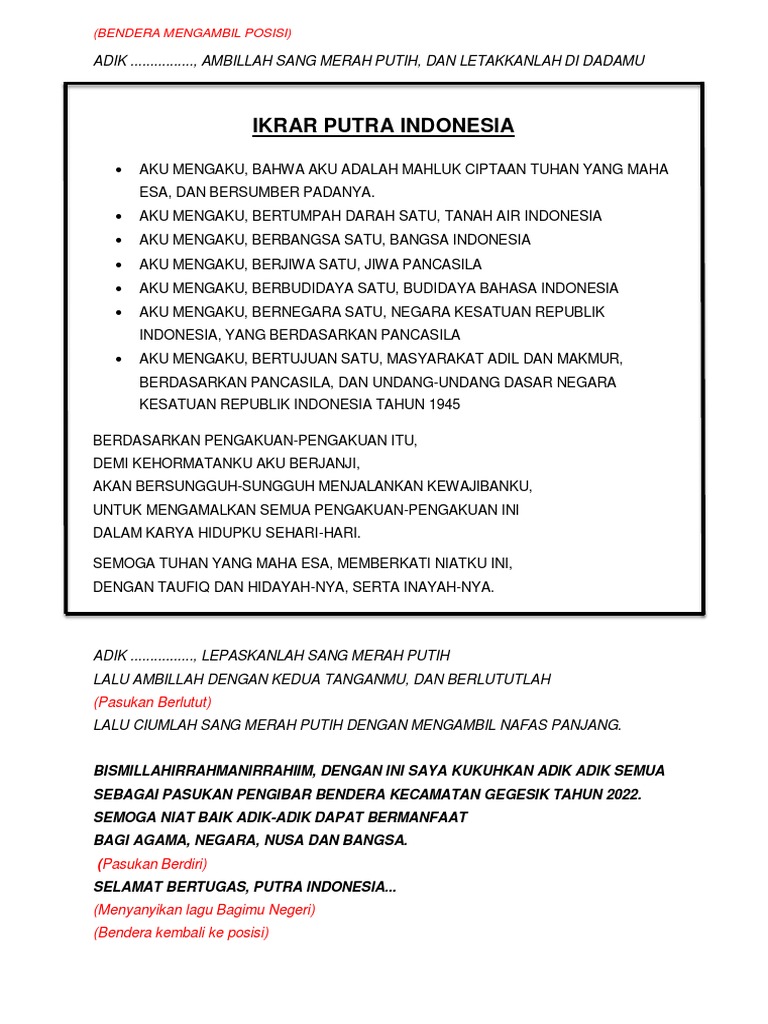 Contoh Teks Pengukuhan Paskibra | PDF Contoh Teks Pengukuhan Paskibra | PDF