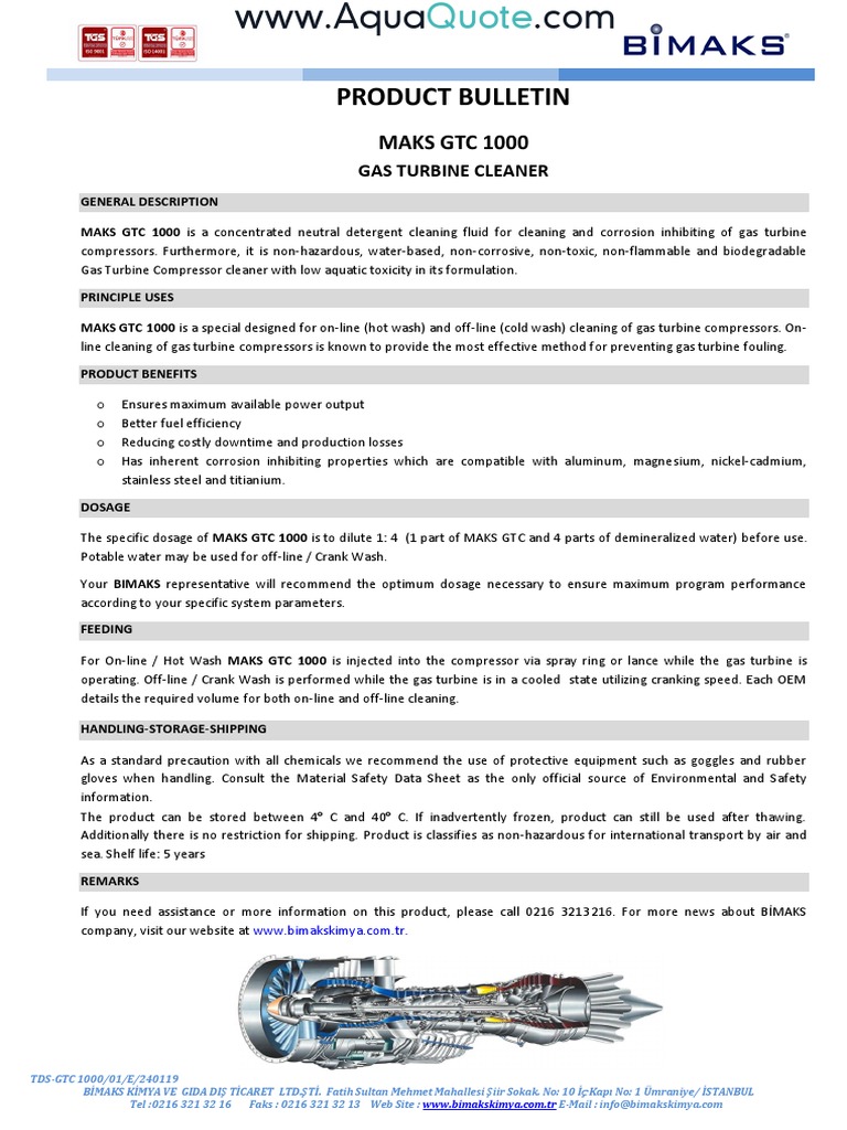 Maks GTC 1000 | PDF | Gas Turbine | Materials