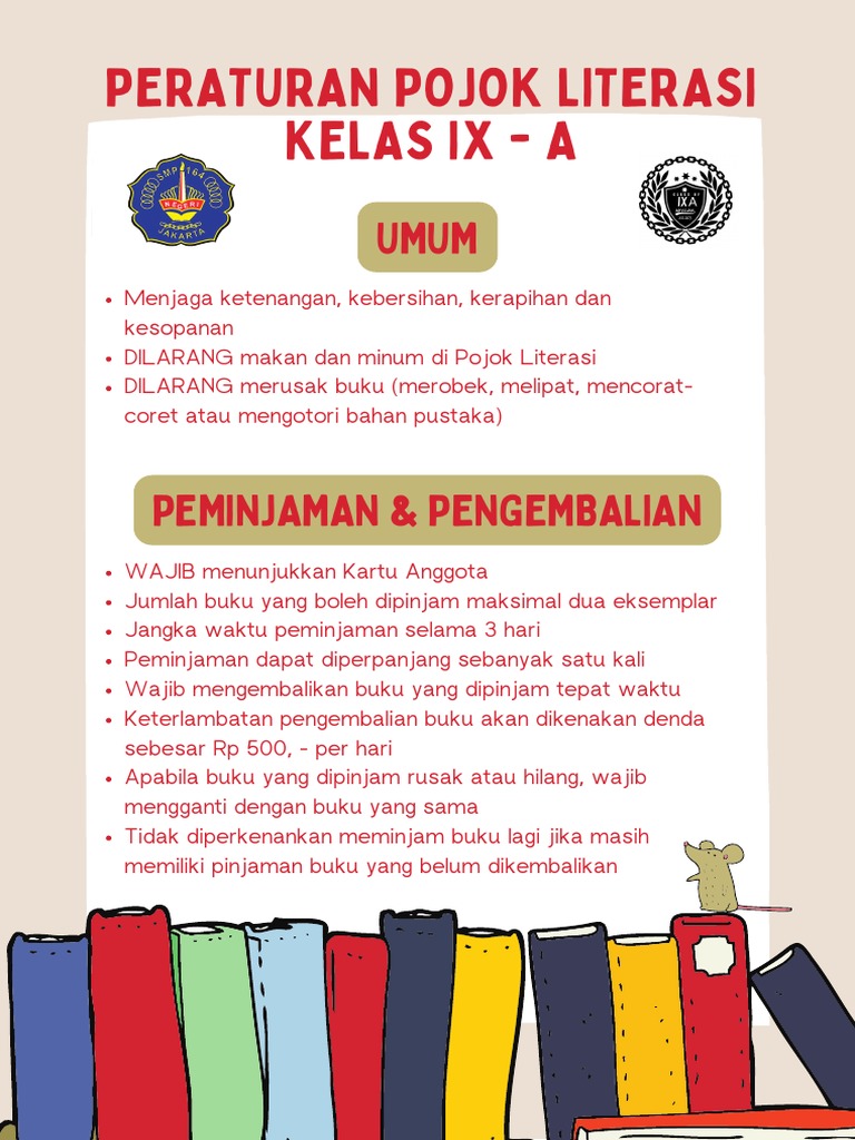 Peraturan Pojok Literasi 9a | PDF