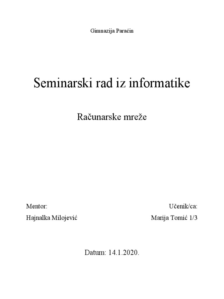 Seminarski Rad Iz Informatike | PDF