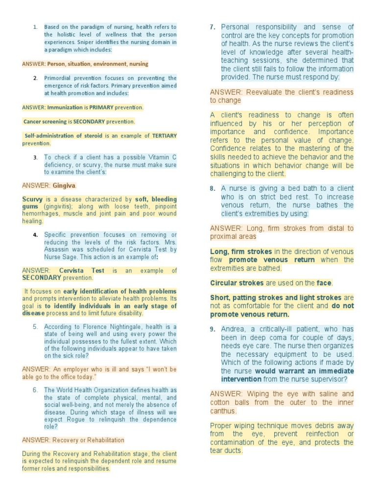 Diagnostic Exam Funda Review | PDF | Pharmacokinetics | Nursing