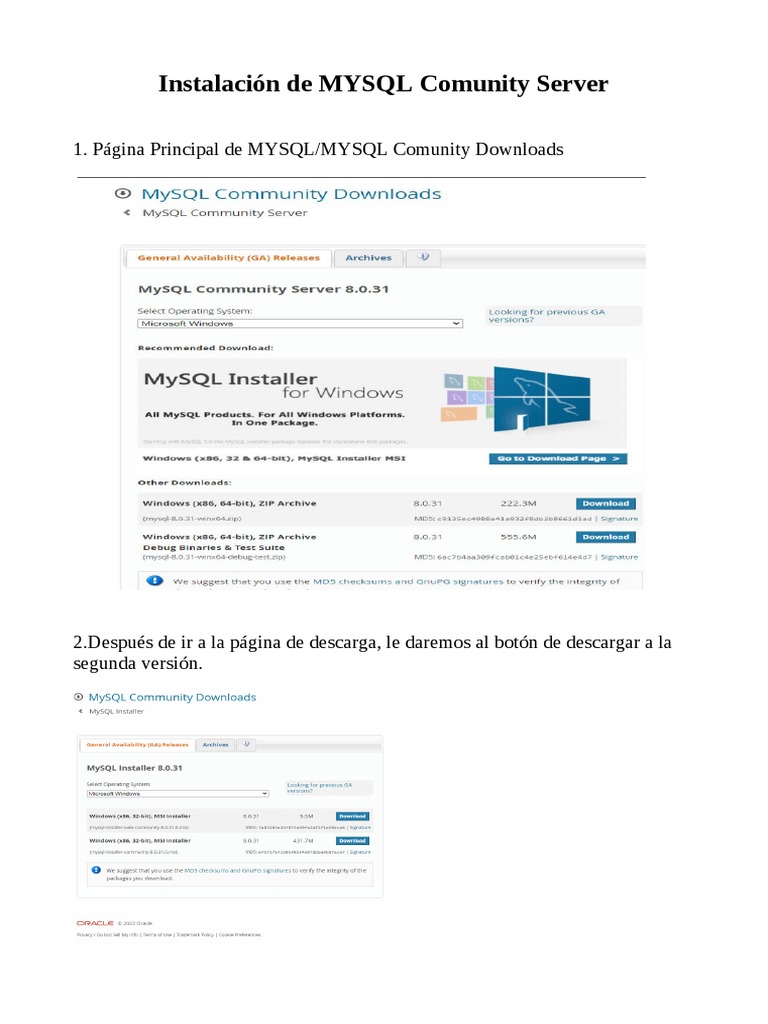 Documento de Instalación de MYSQL | PDF
