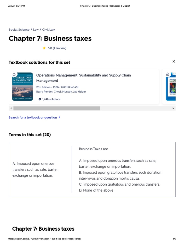 Chapter 7 Business Taxes Flashcards Quizlet Download Free Pdf